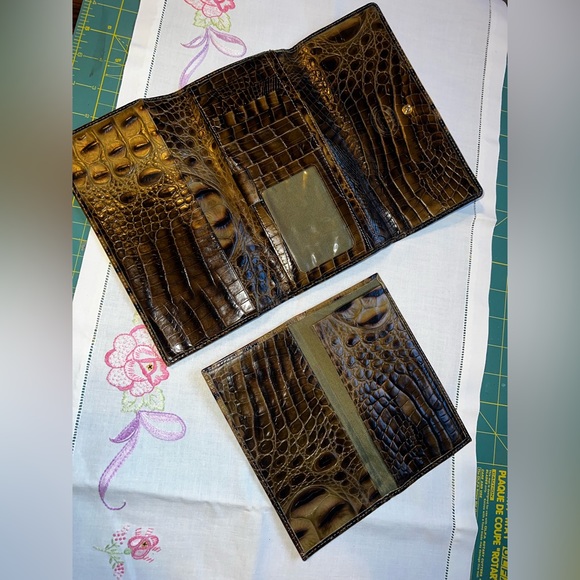 Brahmin | Bags | Brahmin Vintage Crocodile Embossed Checkbook Wallet ...